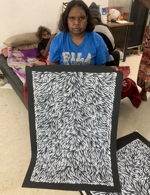 SERENA MOORE, AUTHENTIC Aboriginal Art, 91cm X 61cm (S59) COA Supplied ...