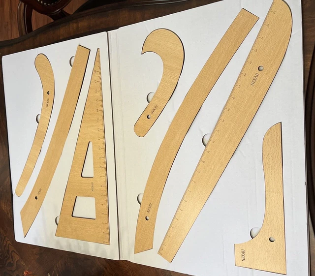 7-PIECE WOODEN FASHION Drawing Ruler Curved and Straight Ruler NEW $48. ...