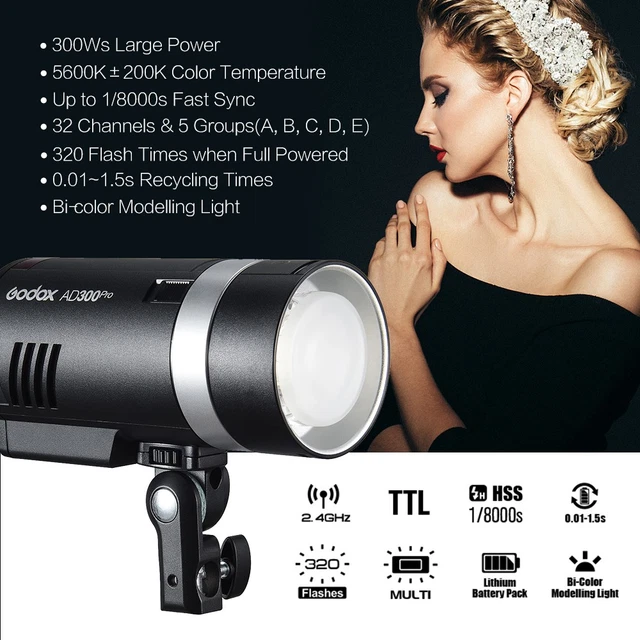 GODOX AD300PRO PORTABLE Strobe Flash 300Ws 5600K TTL Wireless ...