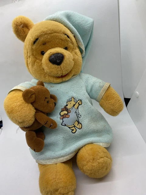 DISNEY STORE WINNIE The Pooh Pyjamas Green Nightcap Comforter 35Cm ...