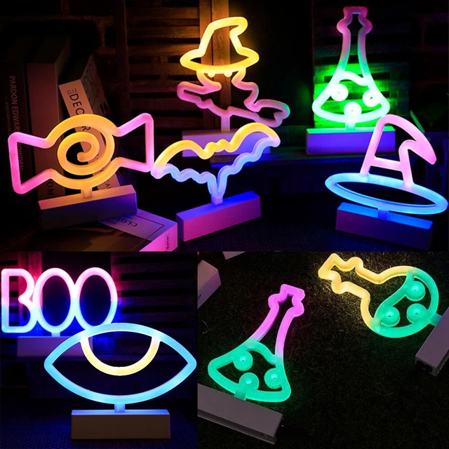 HALLOWEEN LED SCARY Ghost Neon Signs Light Table Night Lamp Party ...