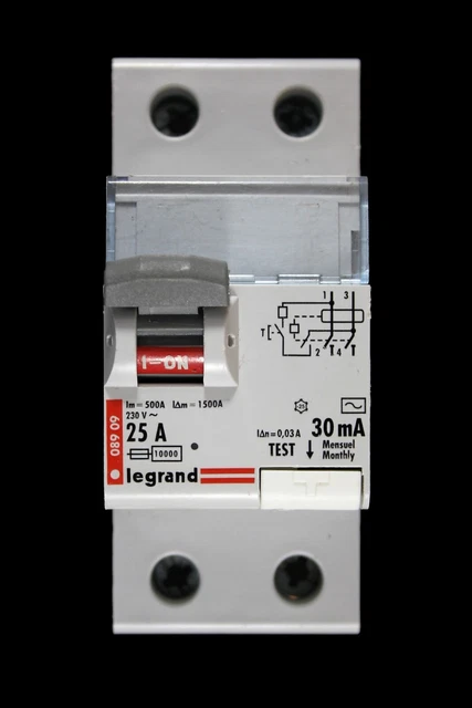 LEGRAND 25 AMP 30mA DOUBLE POLE RCCB RCD TYPE AC 089 09 £19.95 ...