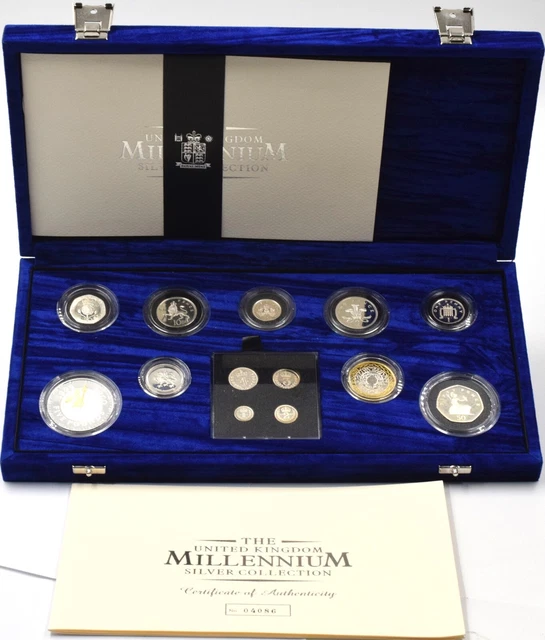 COIN SILVER PROOF Millennium 13 Coin 2000 Set Maundy money Royal Mint £ ...
