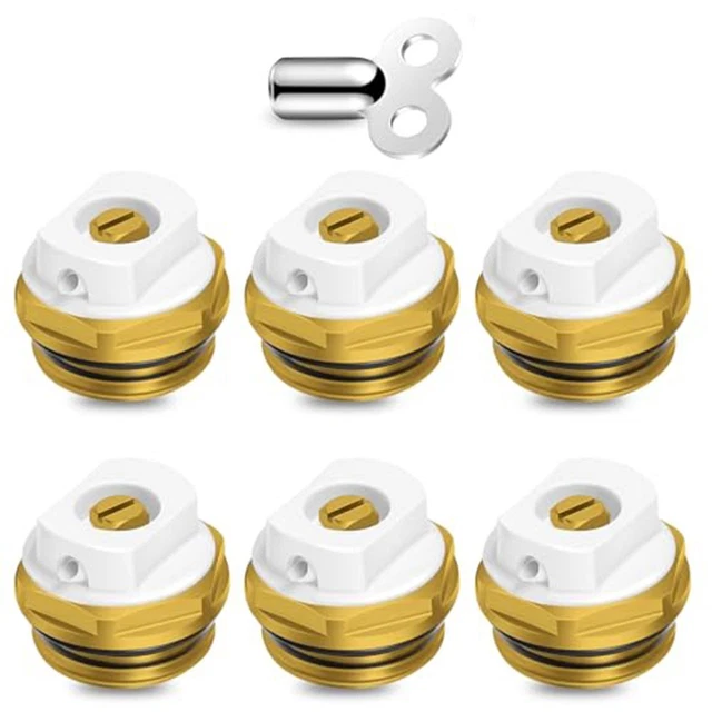 6 RADIATOR BRASS Air Vent Valves 12 Inch Drain Valve with Vent Key Tool ...