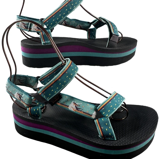 TEVA FLATFORM UNIVERSAL Unicorn Sandals Waterfall Platform Wedge Shoes ...