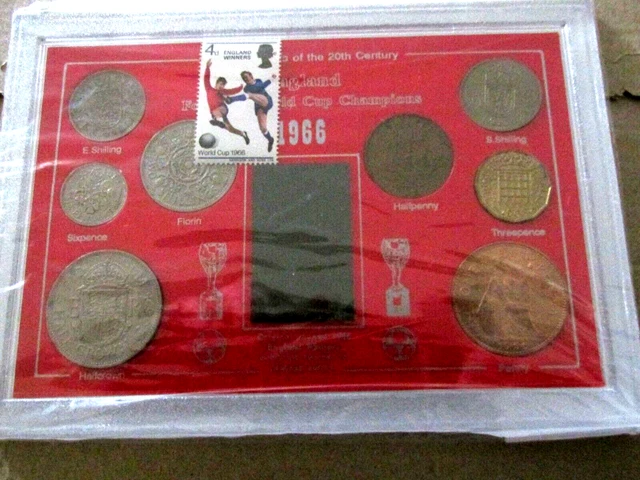 ENGLAND WORLD CUP Winners Wembley Coin & Stamp Set 1966 in original ...