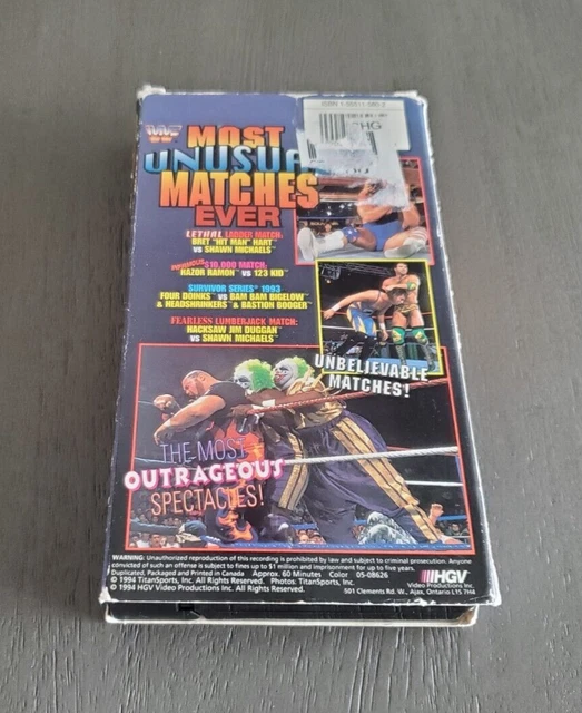 WWF VHS MOST Unusual Matches Ever HGV Video Bret Hart Shawn Michaels ...