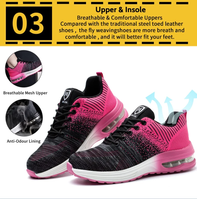 MEN'S WOMEN'S STEEL Toe Safety Work Trainers Lightweight - A Pink UK 5. ...