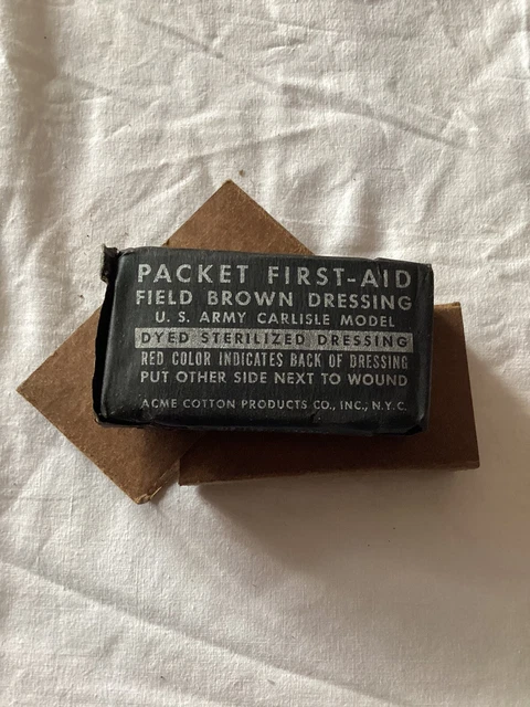US WW2 PACKET First Aid Field Brown Dressing ACME COTTON PROD. Co - MED ...