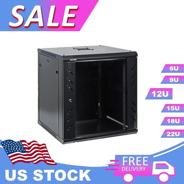 AEONS 12U PROFESSIONAL Wall-Mount 19-inch Network Server Rack Cabinet ...