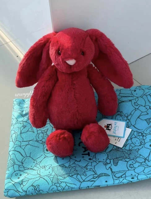 JELLYCAT BRAND NEW 30cm red drooping ear Bonnie Rabbit doll gift with ...