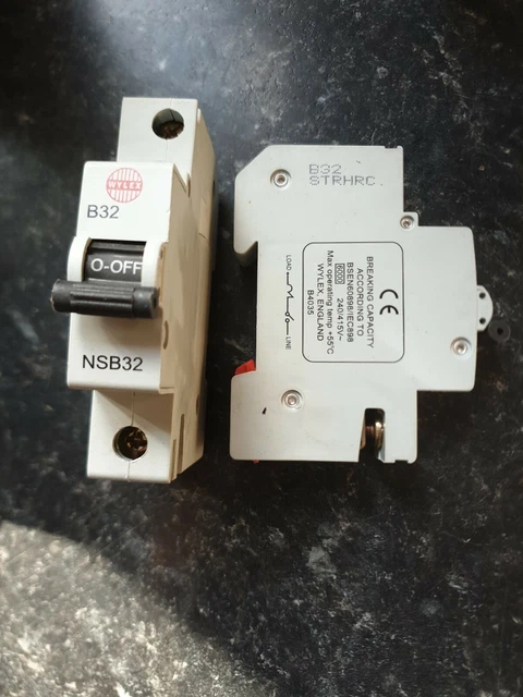 WYLEX NSB MCB 32 Amp Single Pole Circuit Breaker Type B 32A NSB32 EUR 3 ...