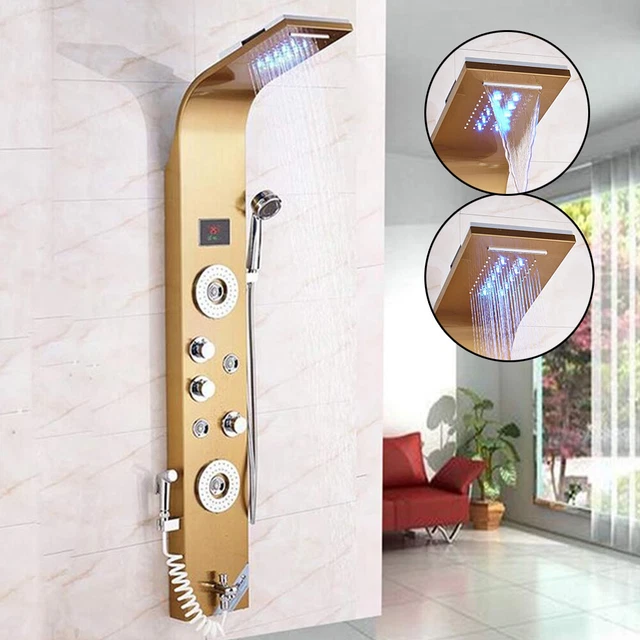 WATERFALL SHOWER SET shower panel shower column stainless steel rain ...