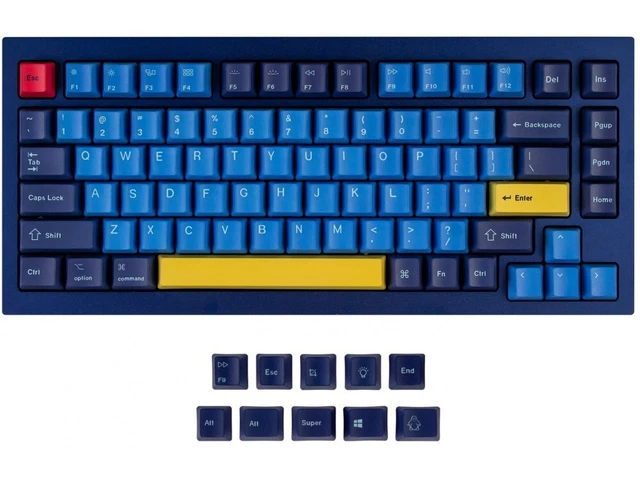 USA KEYCHRON Q1 & K2 OEM Dye-Sub PBT Keycap Set Grey White Blue - MT-03 ...
