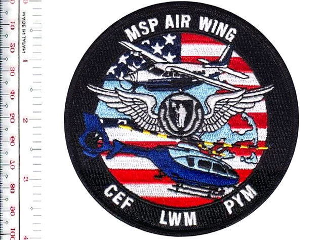 MASSACHUSETTS STATE POLICE Air Wing Aviation CEF LWM PYM Patch vel NO ...