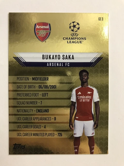 TOPPS MATCH ATTAX 2024/25 Bukayo Saka Gold Edge Edition #GE3 EUR 7,50 ...