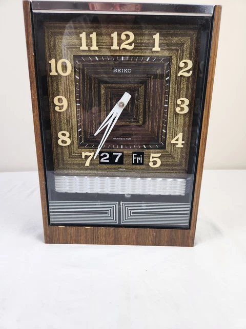 SEIKO JAPAN VINTAGE Analog Striking Wall Clock Transistor Day Date 1970 ...