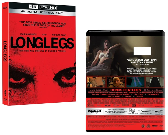 LONGLEGS (2024) MAIKA Monroe Nicolas Cage, Horror/Thriller NEW US 4K UHD BLU-RAY £35.69 ...
