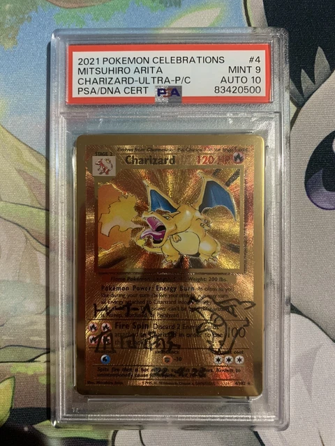 CHARIZARD PSA 9 DNA AUTO 10 Celebration Gold Metal Ultra Prenium Signed ...