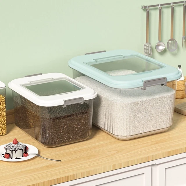 TRANSPARENT RICE GRAIN Storage Box Moisture-proof Food Container Rice ...