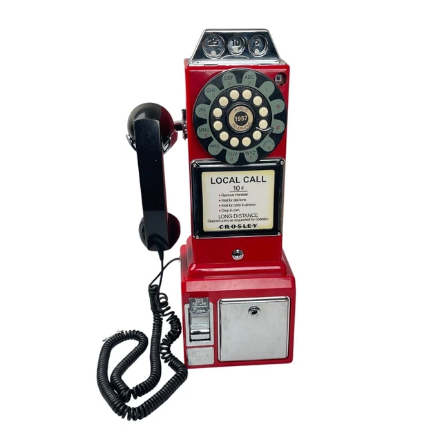 CROSLEY RED 1957 Prop Payphone Replica With Rotary Dial & Coin Bank ...