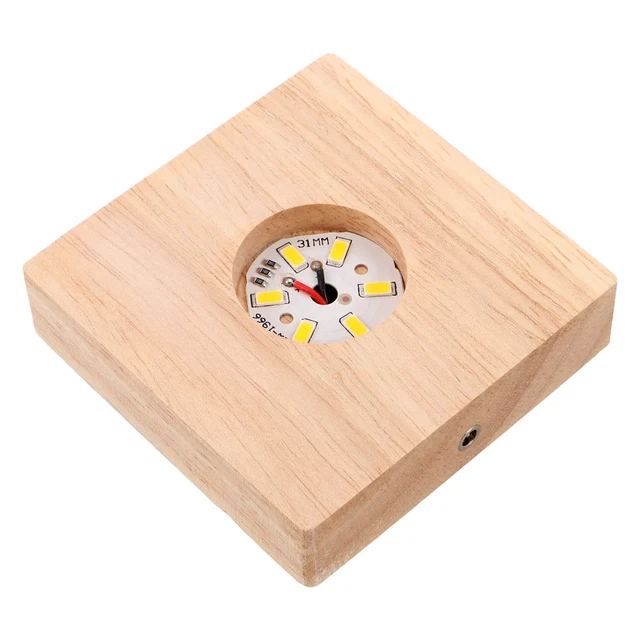 NIGHT LIGHT WOODEN Base Crystal Ball Sphere Stand Crystals Display £12. ...