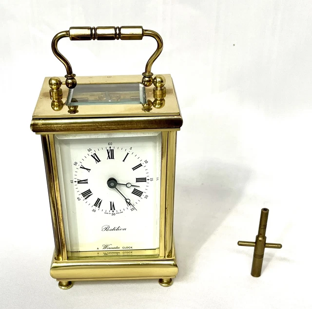 ENGLISH MID 20TH Century Worcester Clock Postilion Brass Carriage ...