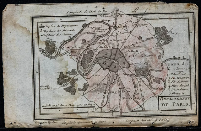 1793 - PLAN de Paris - Carte très ancienne - Département français EUR ...