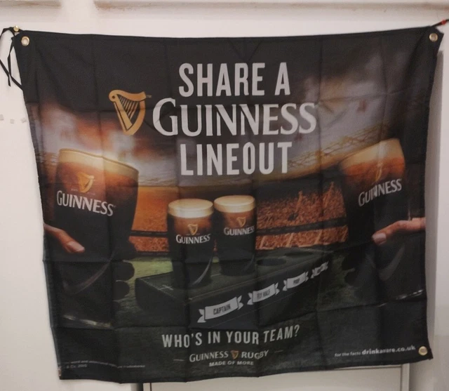 RUGBY GUINNESS ADVERTISING Banner Rugby 6 Nations Flag England Dublin ...