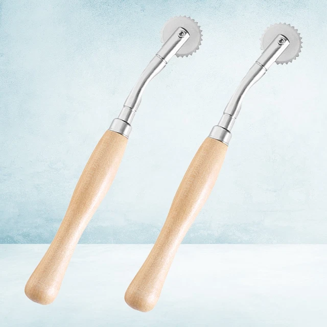 2 PCS TAILOR Sewing Tools Round Delimit Steel Toothed Cloth Wheel Wooden Handle $21.07 - PicClick AU