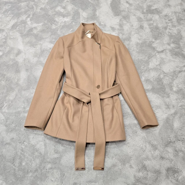 TED BAKER DRYTAA Short Wool Wrap Coat Camel Size 3 UK 12 RRP £275 £119.95 - PicClick UK