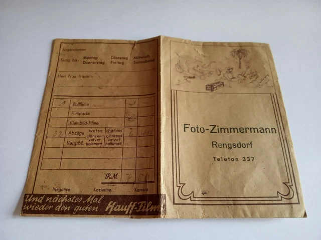 POCHETTE, NÉGATIFS PHOTOS Ancienne FOTO ZIMMERMANN Rengsdorf Hauff film ...