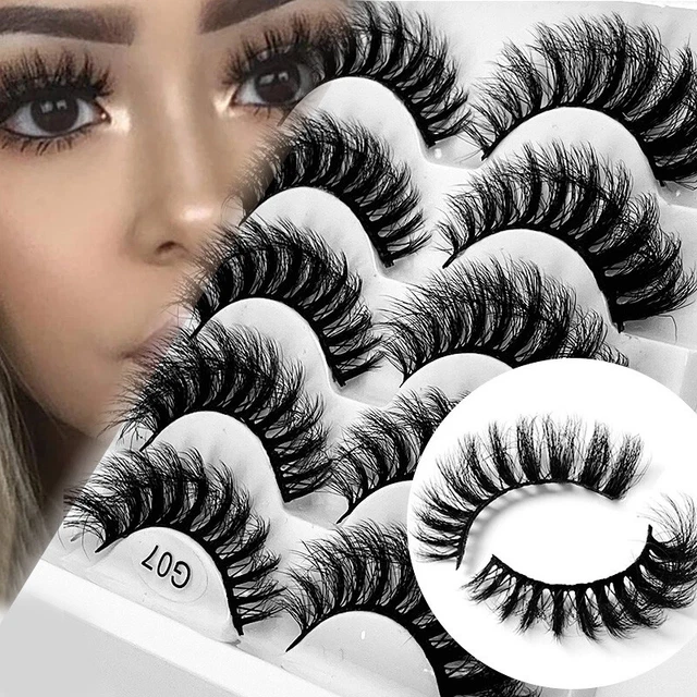 LADY 6/8D FLUFFY False Eyelashes Extra Long Natural Thick 5 Pairs Eye ...
