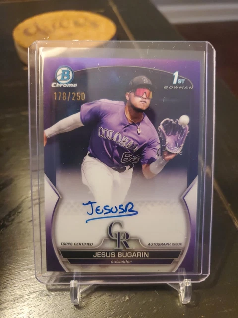 AUTO RÉFRACTEUR JESUS Bugarin 2023 Bowman chrome violet / 250 Rockies 1ère RC EUR 13,42 ...