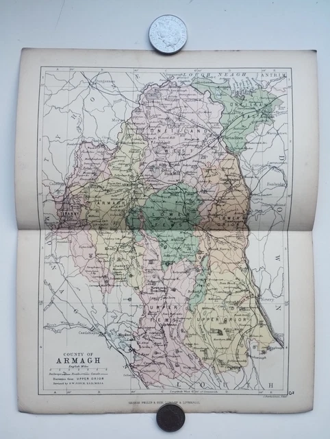 ANTIQUE COUNTY MAP of ARMAGH , Ireland - Phillips Handy Atlas , 1882 £7 ...