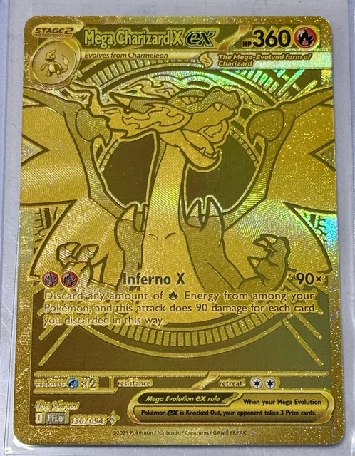 MEGA CHARIZARD X ex 130/094 Gold Phantasmal Flames Near Mint Pokemon ...