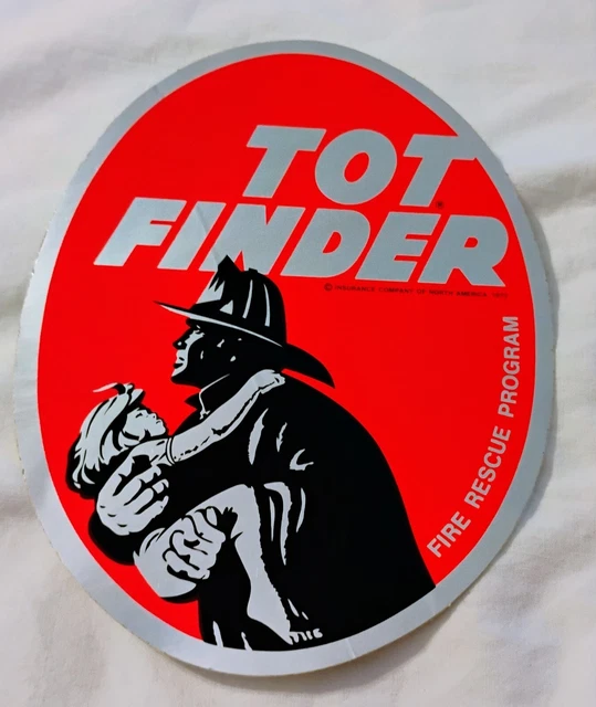 VINTAGE FIRE RESCUE PROGRAM "TOT FINDER" WINDOW STICKER DECAL.....NOS ...