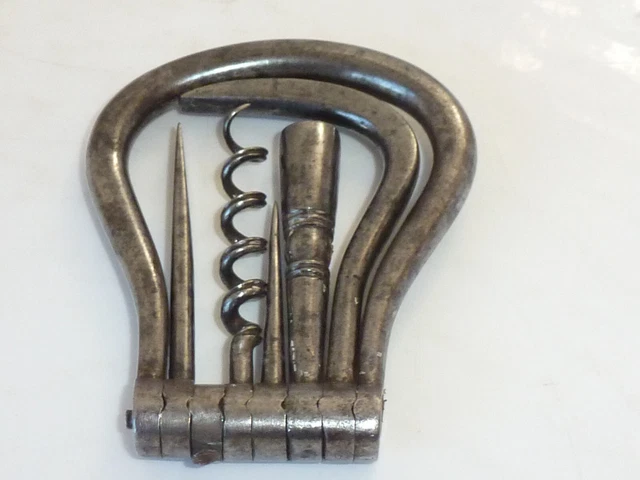 ANTIQUE CORKSCREW BOW Five Multi Tool folding Pocket Awl Hoof Pick ...