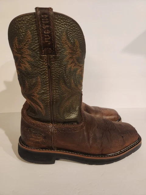 JUSTIN STEEL TOE Square Toe Boots 7 1/2 D Brown Leather £45.26 ...
