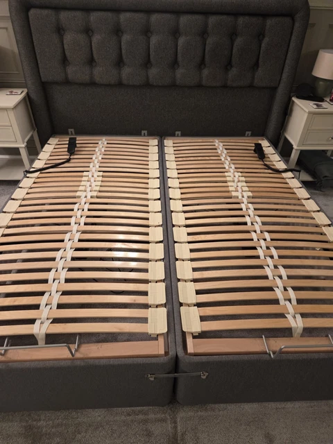 SUPERKING ELECTRIC ADJUSTABLE Bedframe and Headboard In Grey / Blue. £ ...