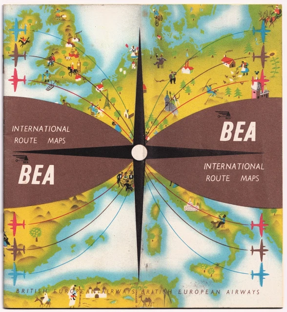 VINTAGE BEA BRITISH European Airways International Route Maps Brochure ...