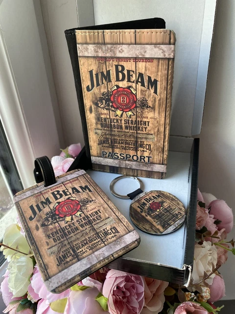 JIM BEAM BOURBON Whiskey Barrel Passport Holder, Luggage Tag & Keyring ...