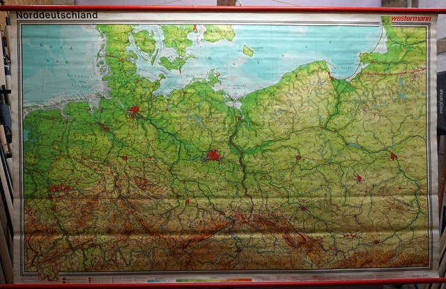 MAP OF NORTHERN Germany vintage rollable wall chart EUR 146,51 ...