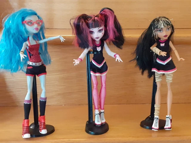 MONSTER HIGH FEARLEADING Squad Dracula Cleo Ghoulia Doll&acc With ...