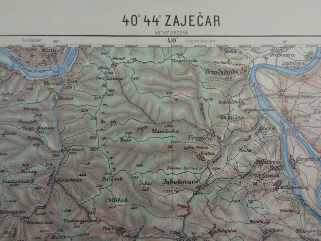 WW2 THIRD REICH map of YUGOSLAVIA entitled "ZAJECAR" (Now in SERBIA ...