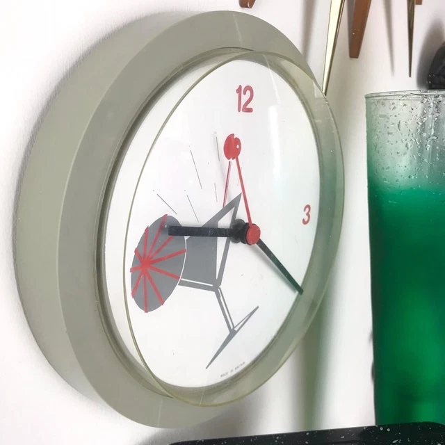 VINTAGE WESTCLOX 1980S Plastic Wall Clock Cocktail Martini Graphics £20 ...