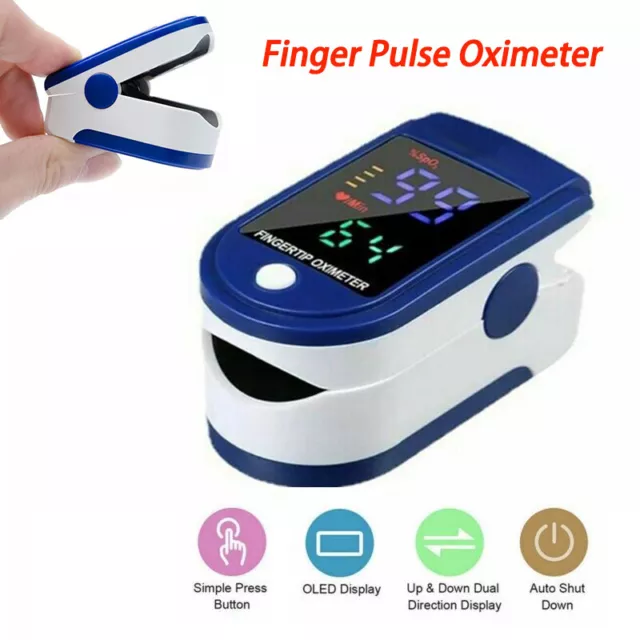 FINGER PULSE OXIMETER Blood Oxygen Saturation Meter SpO2 Heart Rate ...