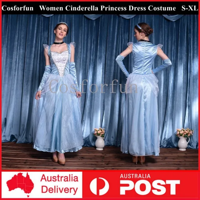 WOMEN CINDERELLA PRINCESS Dress Costume Cosplay Adult Princess Party ...
