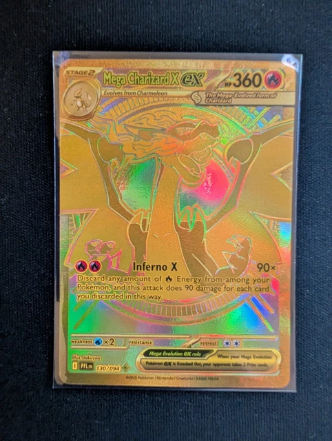 GOLD MEGA CHARIZARD X ex 130/094 Phantasmal Flames - Hyper Rare $686.64 ...
