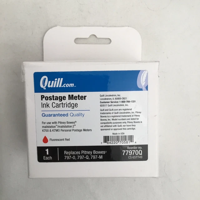 QUILL POSTAGE METER red ink cartridge (repl. Pitney Bowes 797-M, 797-O ...